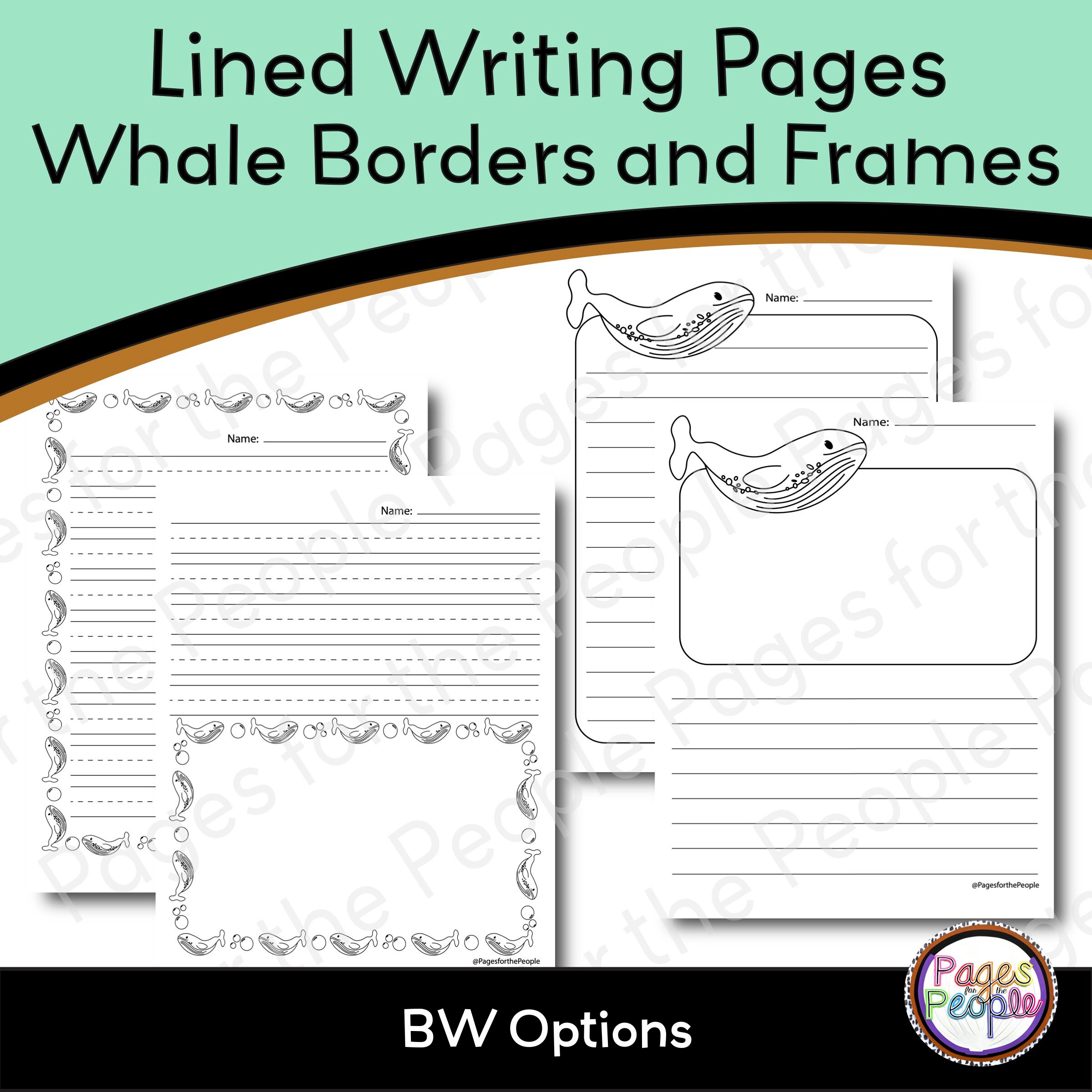 Whale Clip Art Lined Writing Paper Printable (digital Download) - Etsy