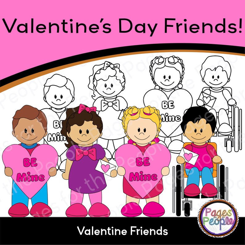 Valentine's Day Friends Clip Art - Etsy