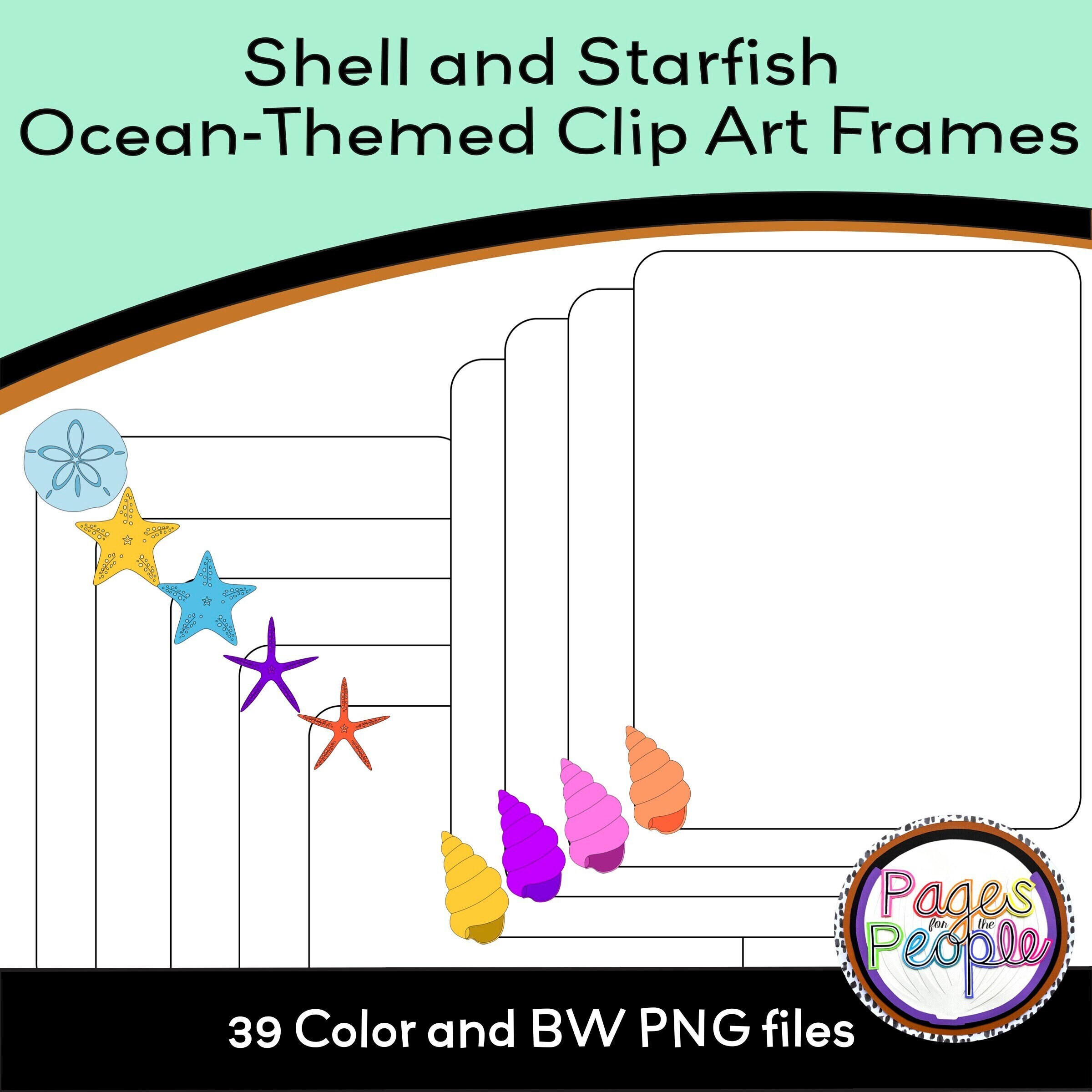 Shells and Starfish Ocean Themed Clip Art Frames - Etsy