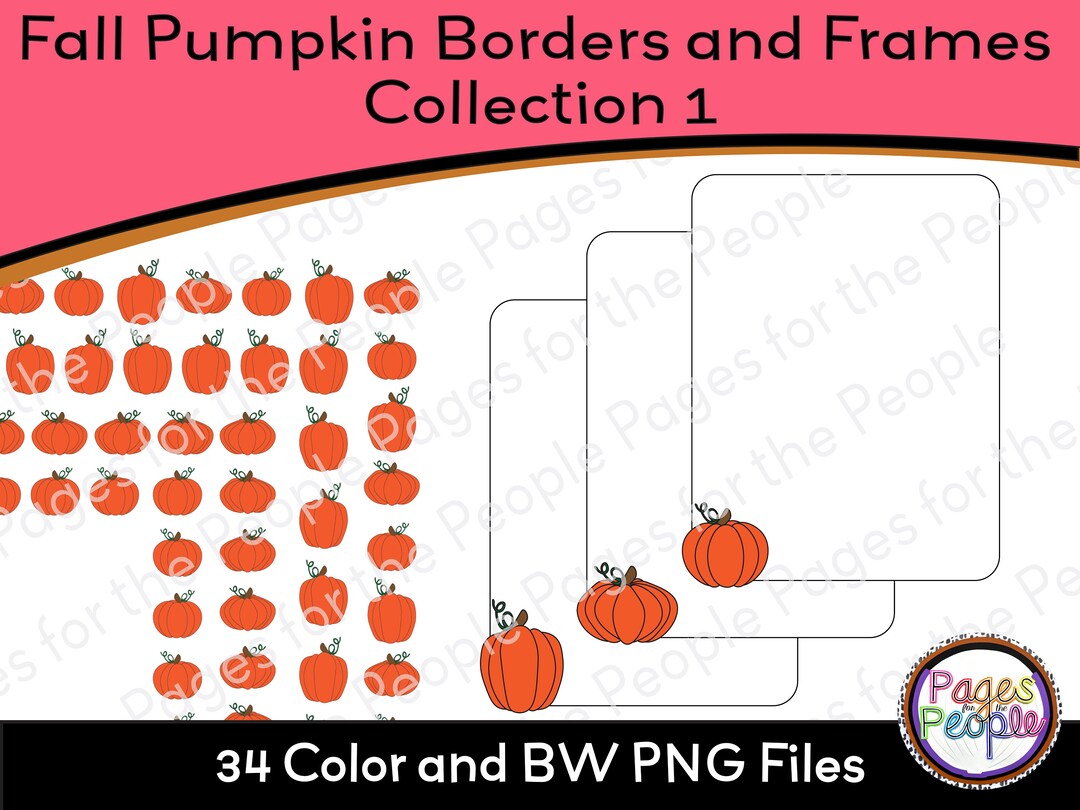 Fall Pumpkin Clip Art Border and Frame Collection 1 - Etsy