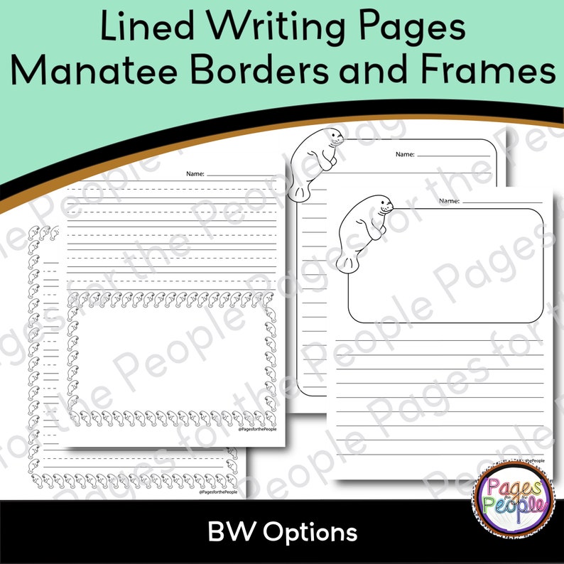 Manatee Clip Art Lined Writing Paper Printable (digital Download) - Etsy