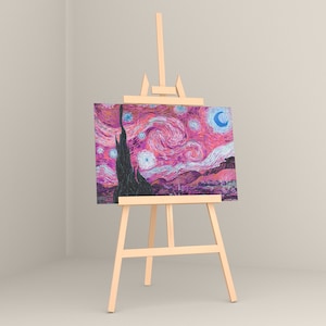 Pink Starry Night Van Gogh Print, Wall Art, Van Gogh, Pink Aesthetic - Etsy