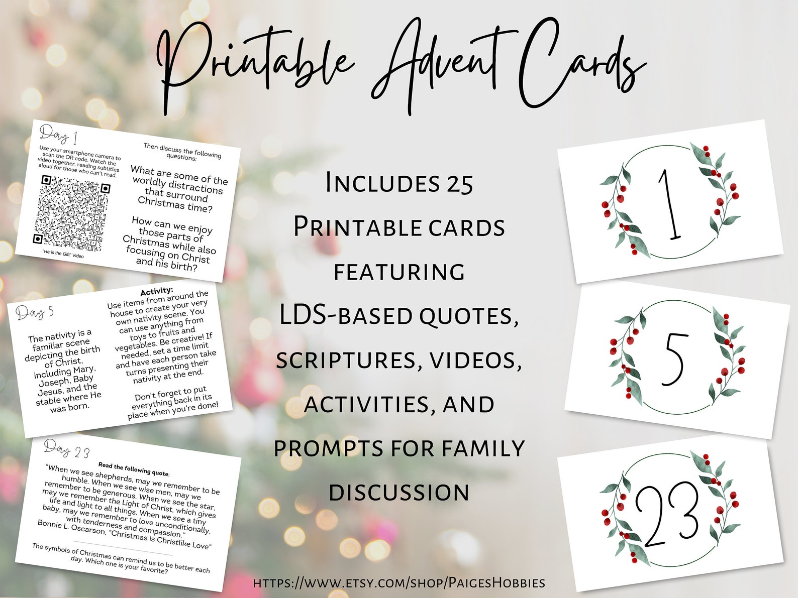 LDS Printable Advent Cards for Christmas Advent Calendar Church of ...