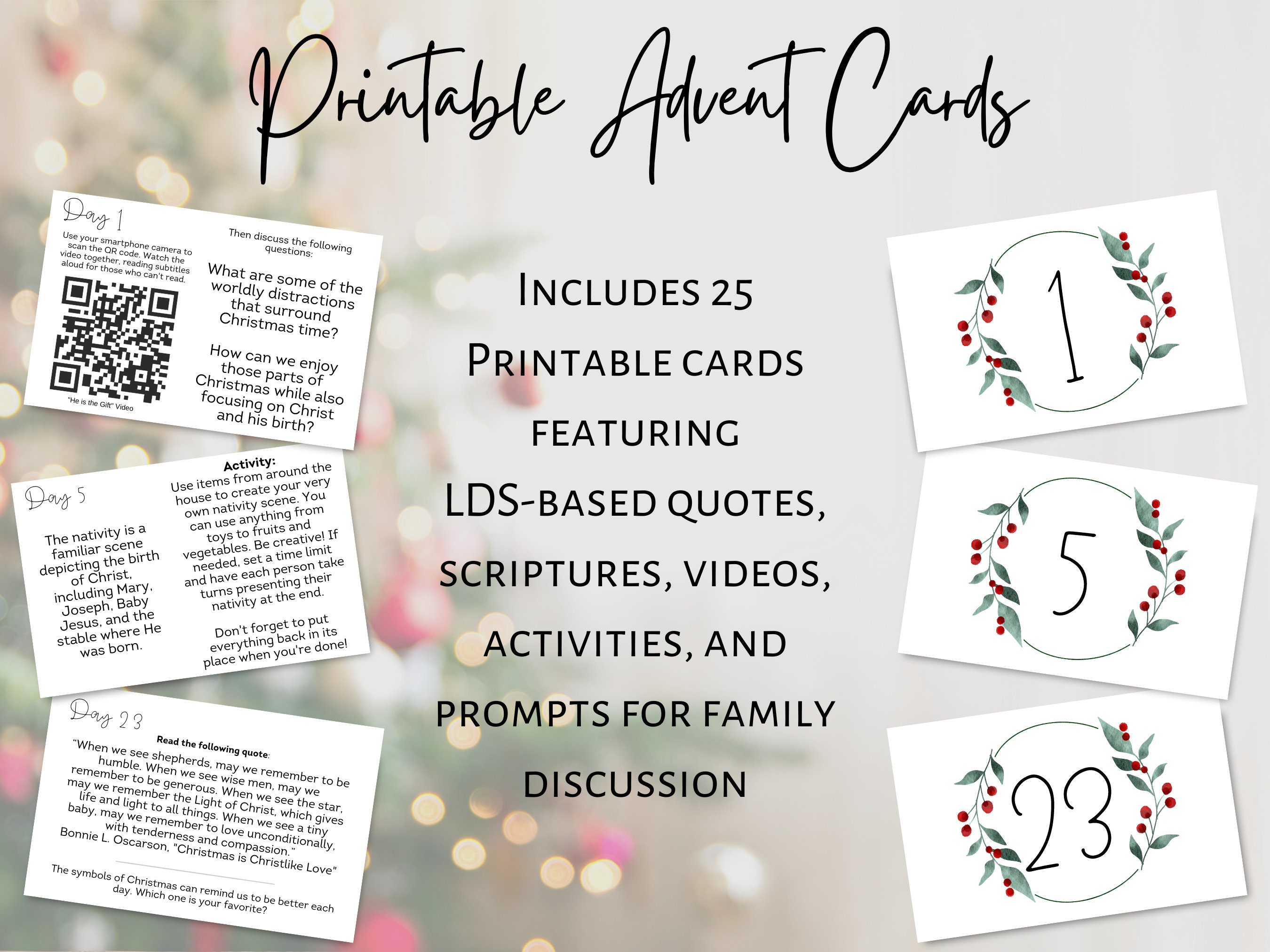 LDS Printable Advent Cards for Christmas Advent Calendar - Etsy