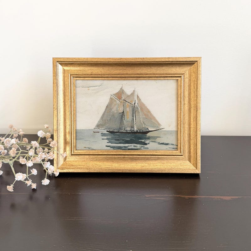 5x7 Frame Ship Art Antique - Etsy