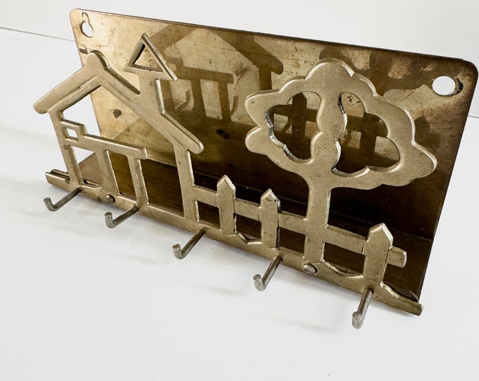 Vintage Brass Key Holder Brass House Key Holder With Hooks Vintage ...