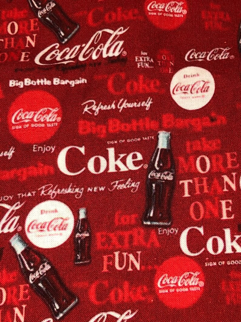 Coca Cola Fabric 100% Cotton Fabric by the Yard Coke Fabric - Etsy