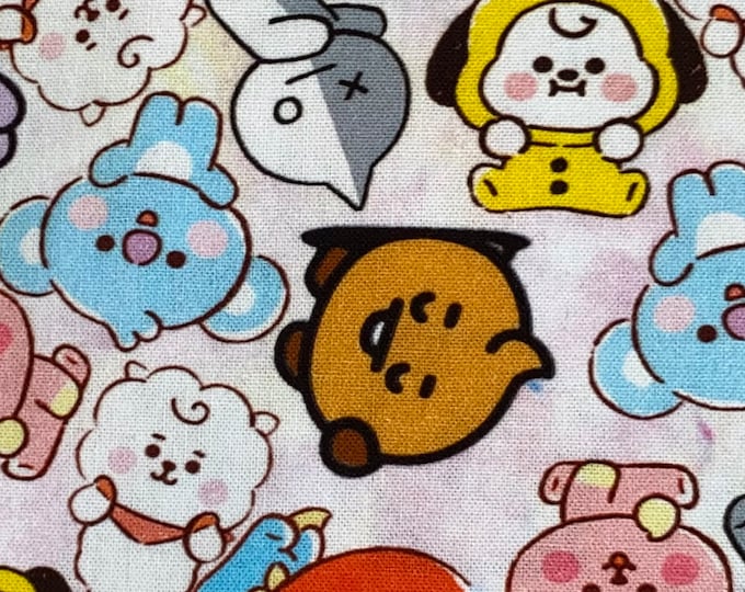 BTS Fabric Collage 100% Cotton Fabric by the Yard Bt21 Fabric Kpop Band ...