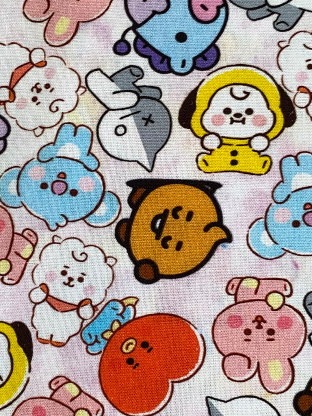 BTS Fabric Collage 100% Cotton Fabric Fat Quarter Tumbler Cut Bt21 ...