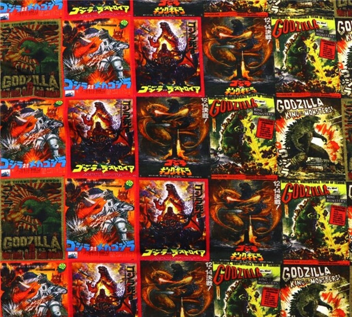 Godzilla Fabric 100% Cotton Fabric by the Yard Monster Dinosaur - Etsy