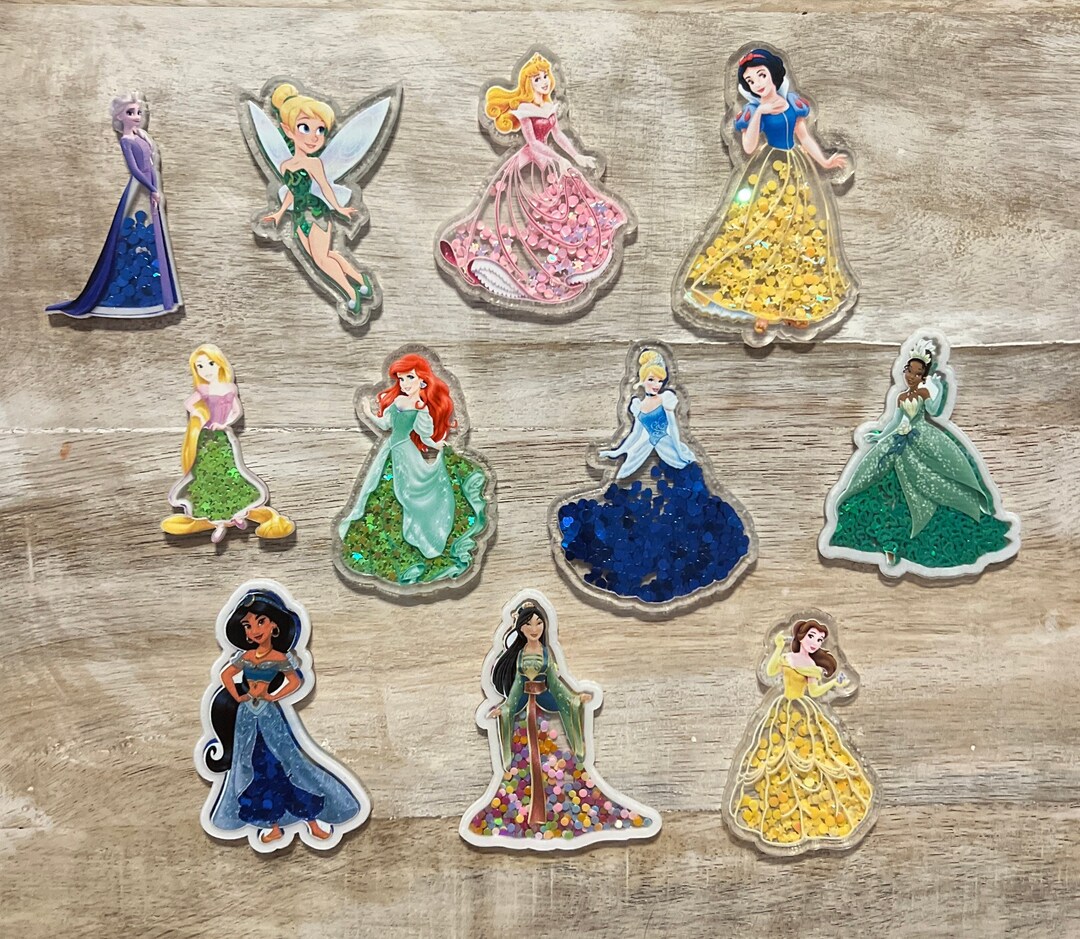 Complete Set Disney Princess Shakers 11 Pieces Glitter Shakers Hair Bow ...