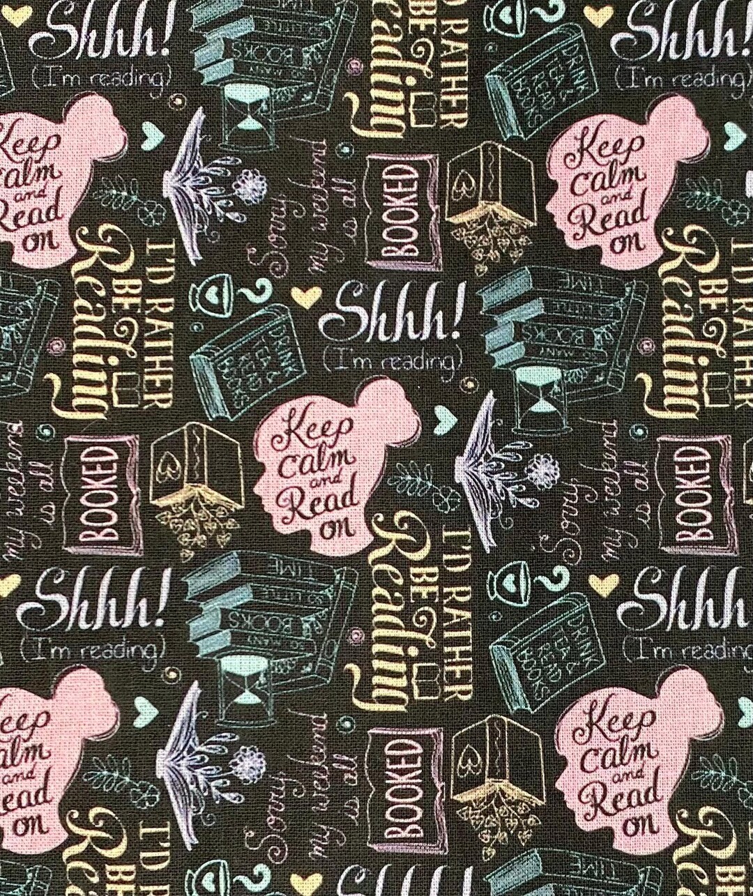 18x10” Keep Calm and Read on Fabric 100% Cotton Fabric Remnant Library ...