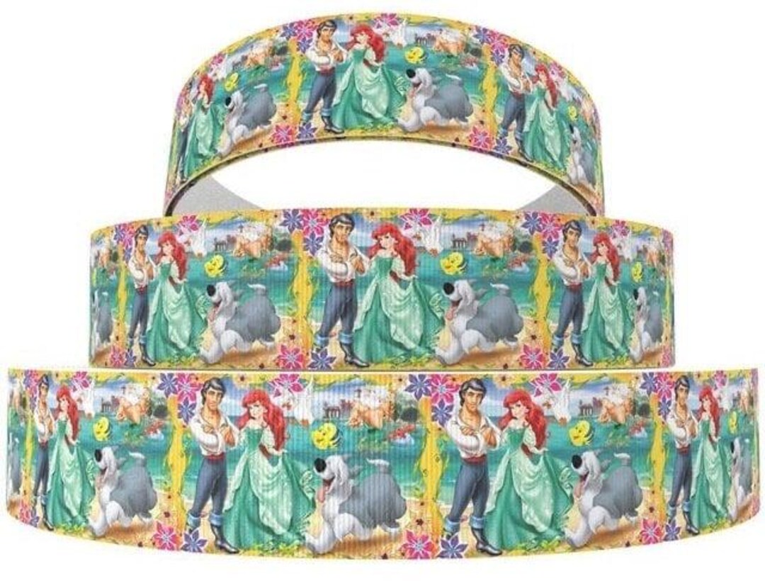 Disney Little Mermaid Ribbon 1" or 1.5" High Quality Grosgrain Ribbon ...