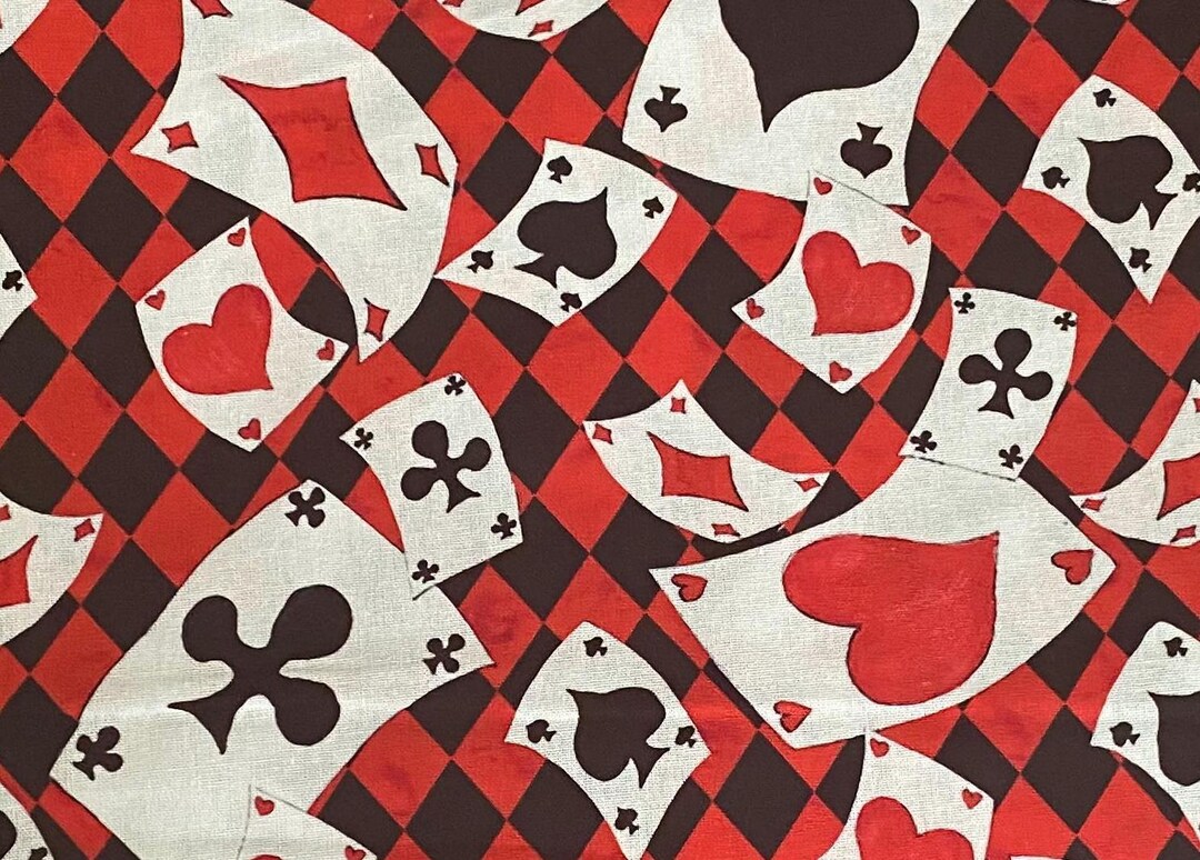 18" X 10" Remnant Playing Cards Fabric 100% Cotton Fabric Poker Casino ...