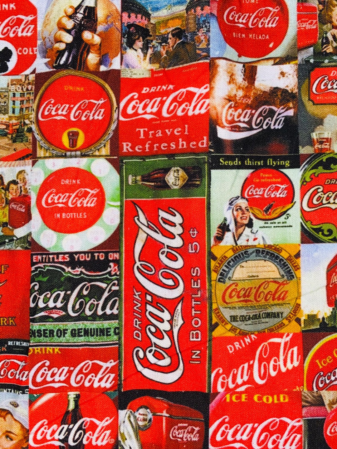 Coca Cola Fabric 100% Cotton Fabric by the Yard Coke Fabric Classic ...