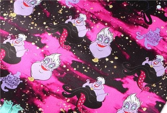18x10" Disney Ursula Fabric 100% Cotton Fabric Remnant Disney Little ...