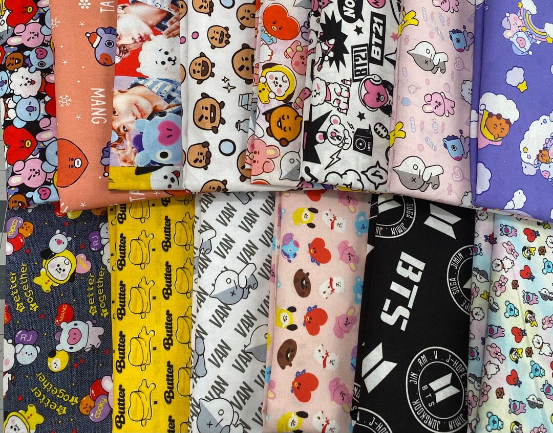 Bts Fabric Bundle 100% Cotton Fabric Mystery Grab Bag NO Duplicates 5 ...