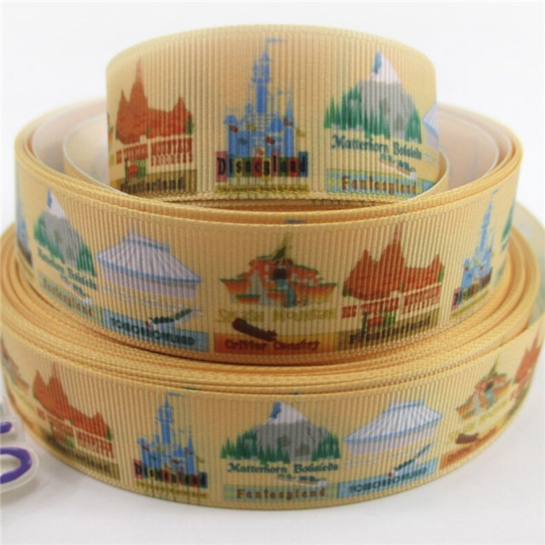 Disney Vintage Park Ribbon by the Yard 1" High Quality Grosgrain Ribbon ...