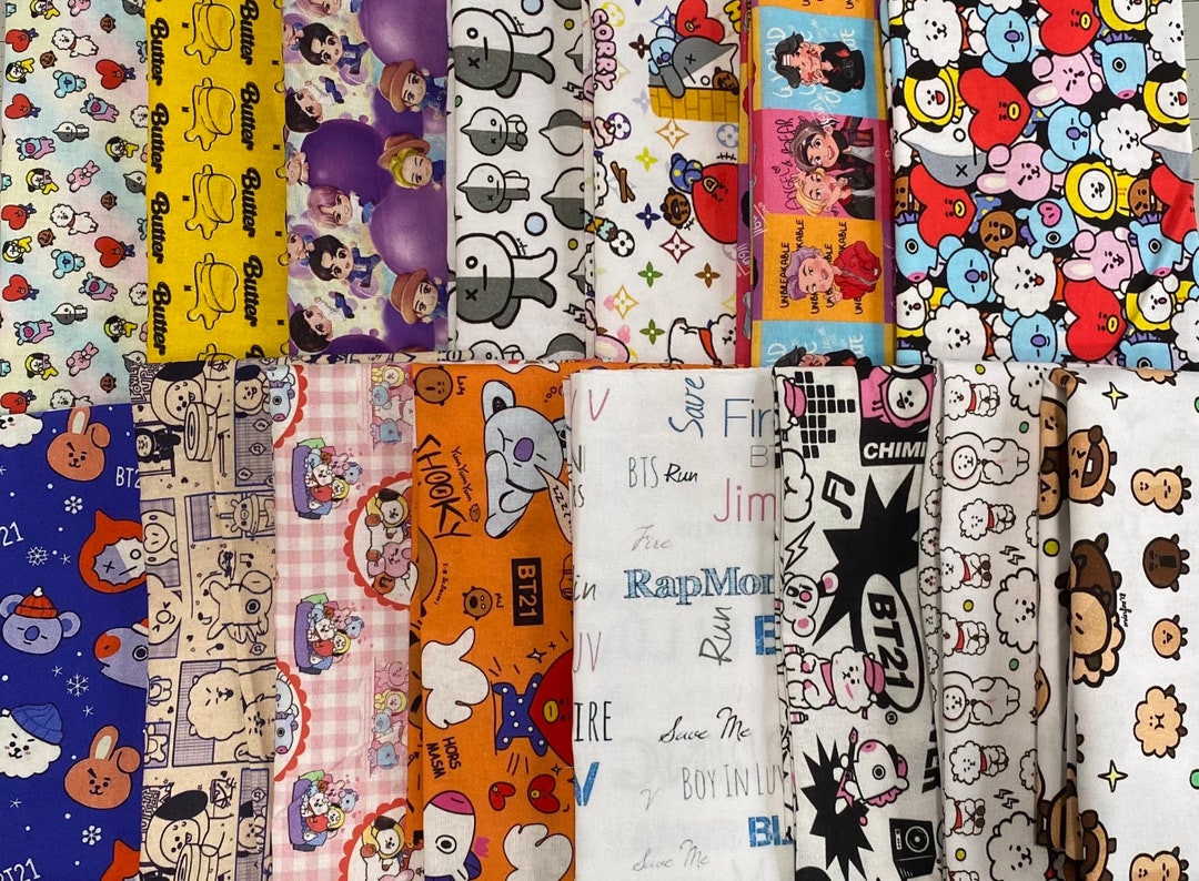 BTS BT21 Fabric Bundle 100% Cotton Fabric Mystery Grab Bag NO ...