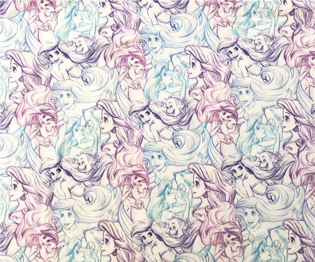Disney Little Mermaid Fabric 100% Cotton Fabric by the Yard Princess ...