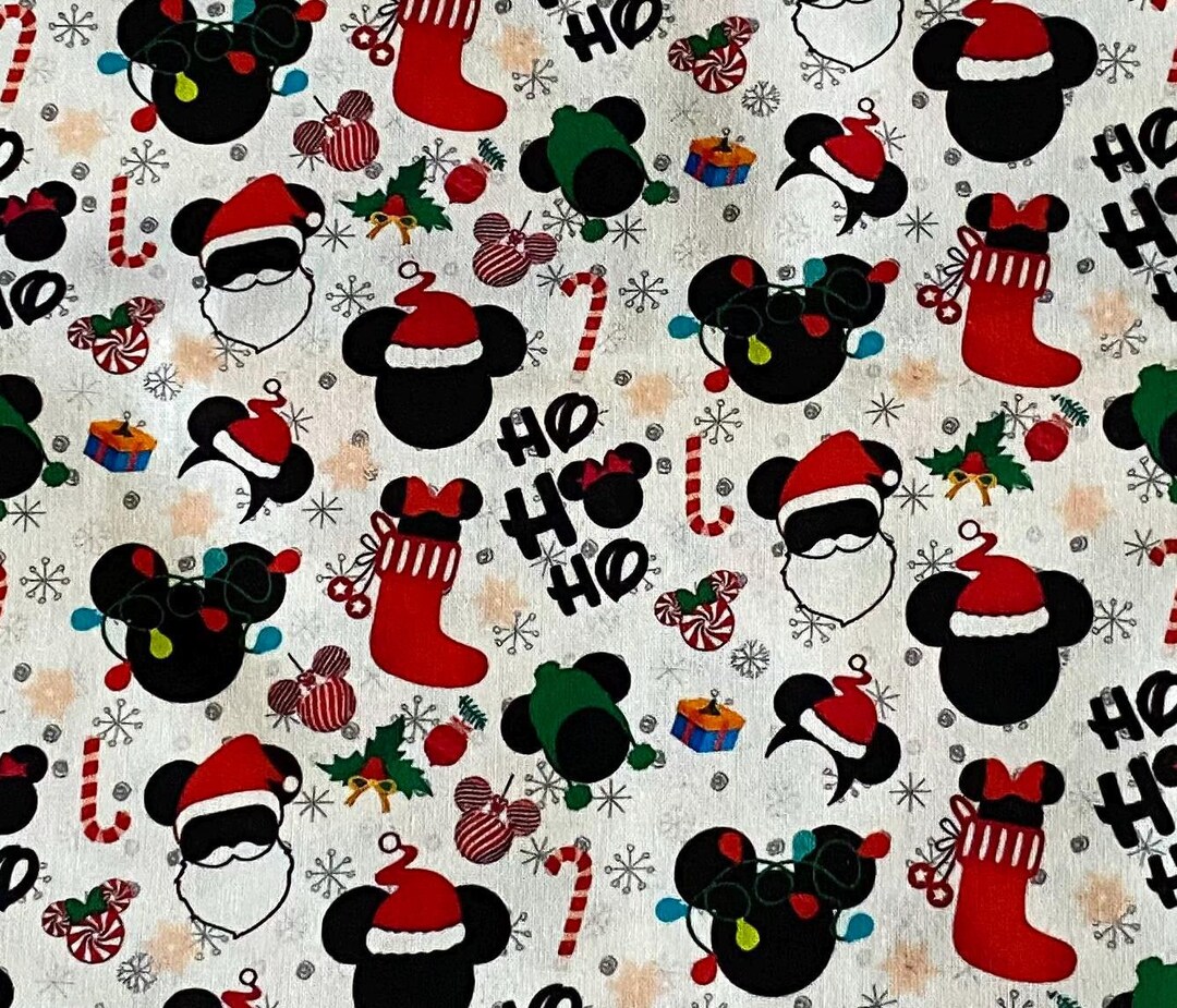 18 X 10 Disney Christmas Fabric Collage 100% Cotton Fabric Disney World ...