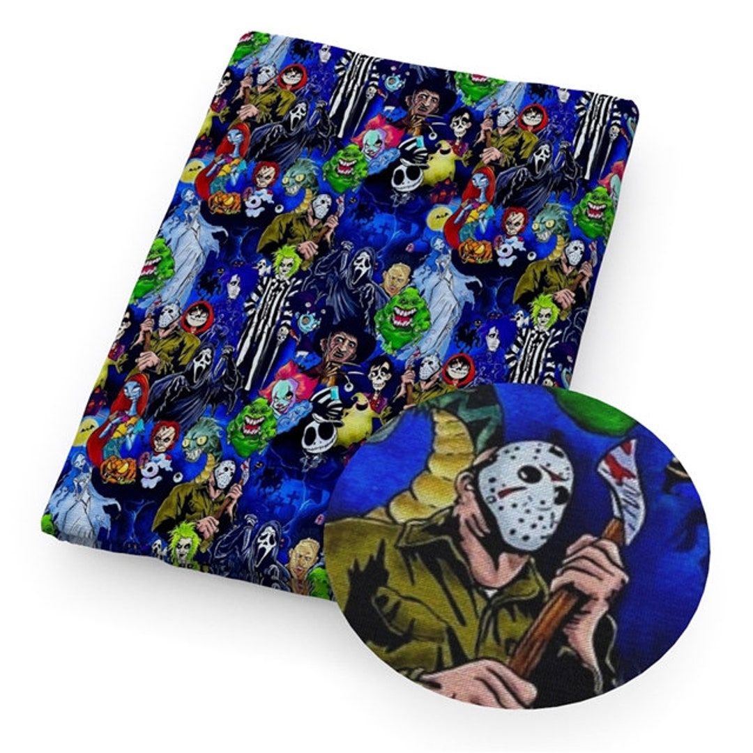18x10 Horror Collage Fabric 100% Cotton Fabric Remnant Retro Horror ...