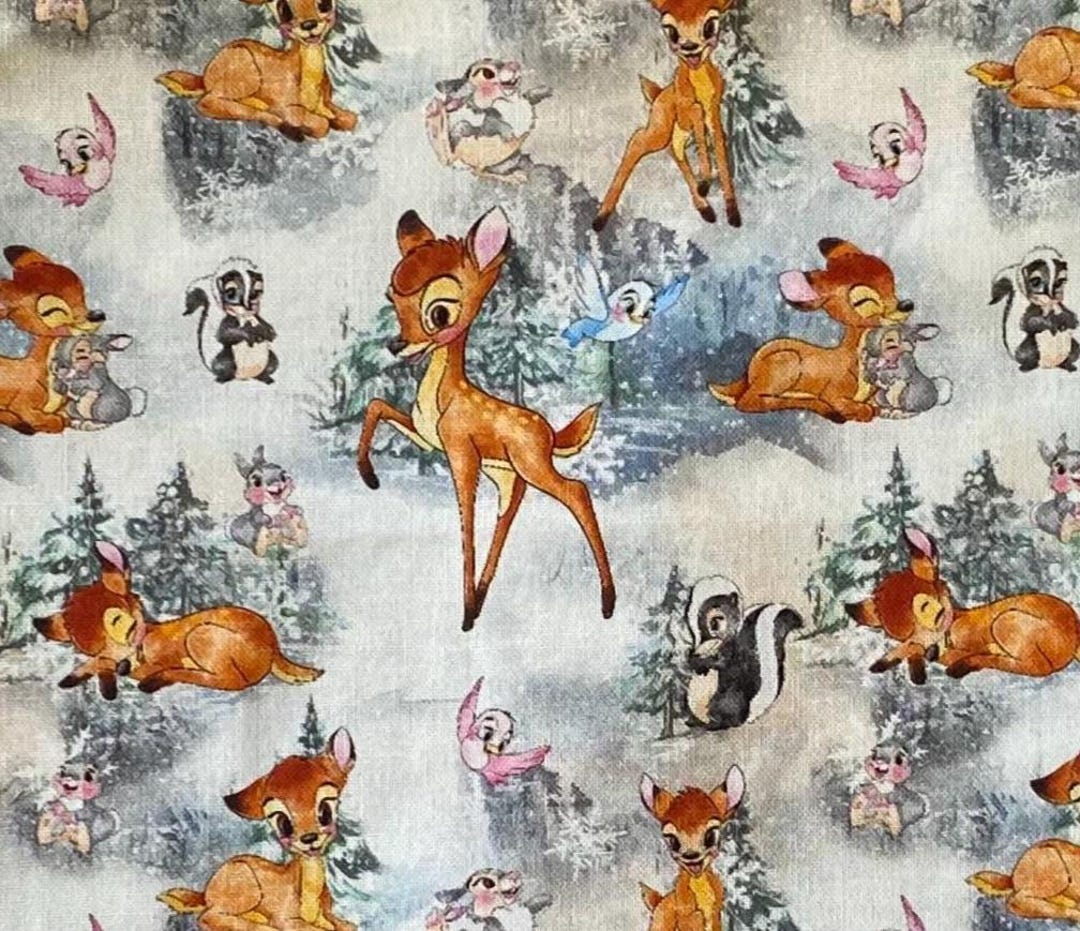 Disney Bambi Fabric 100% Cotton Fabric by the Yard Cartoon Collage ...