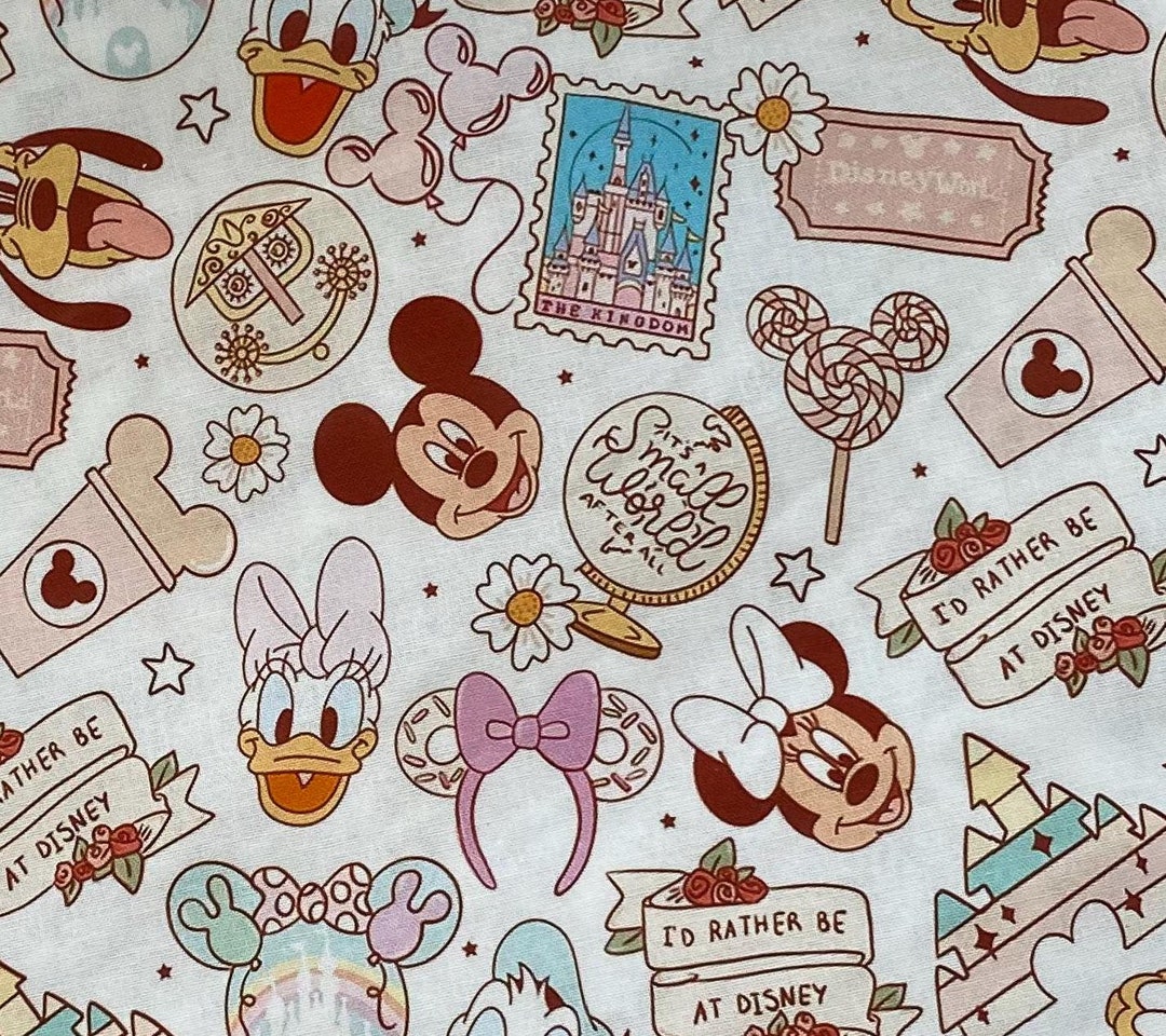Disney Park Fabric 100% Cotton Fabric by the Yard Disney Park Rides ...