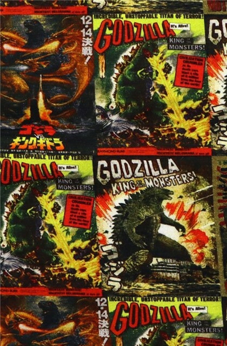 Godzilla Fabric 100% Cotton Fabric by the Yard Monster Dinosaur - Etsy
