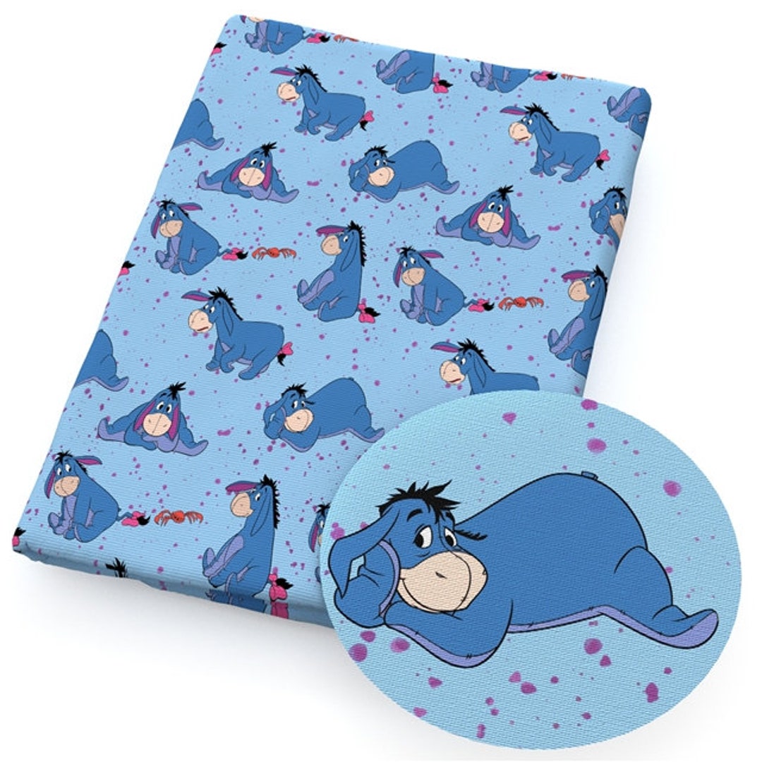 18x10" Disney Eeyore Fabric 100% Cotton Fabric Remnant Disney Friends Classic Blue Winnie the ...