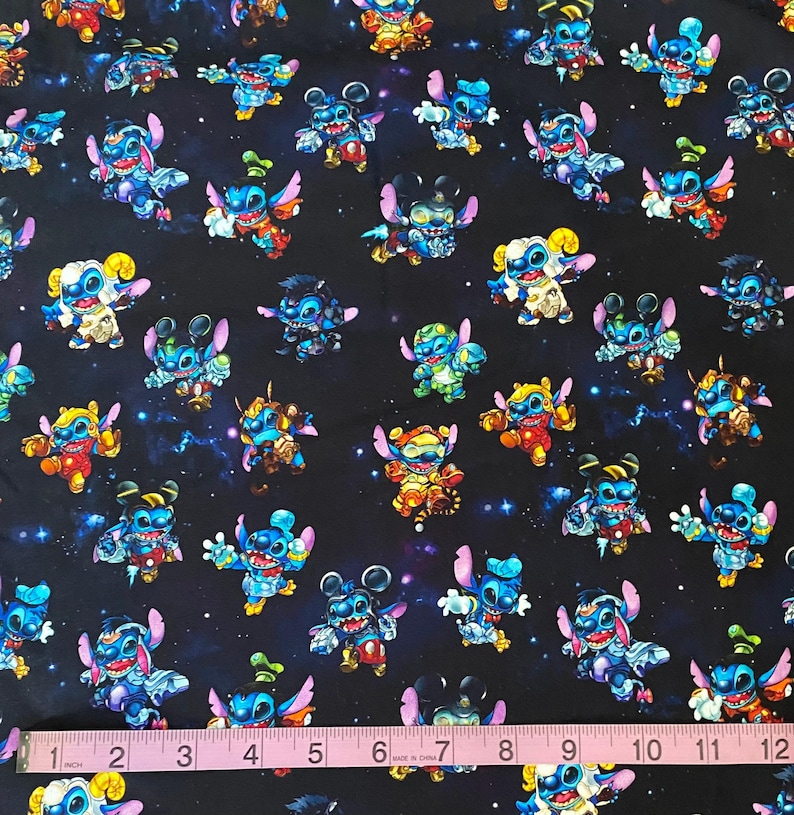 18" X 10" Disney Stitch Fabric 100% Cotton Fabric Remnant Lilo & Stitch ...