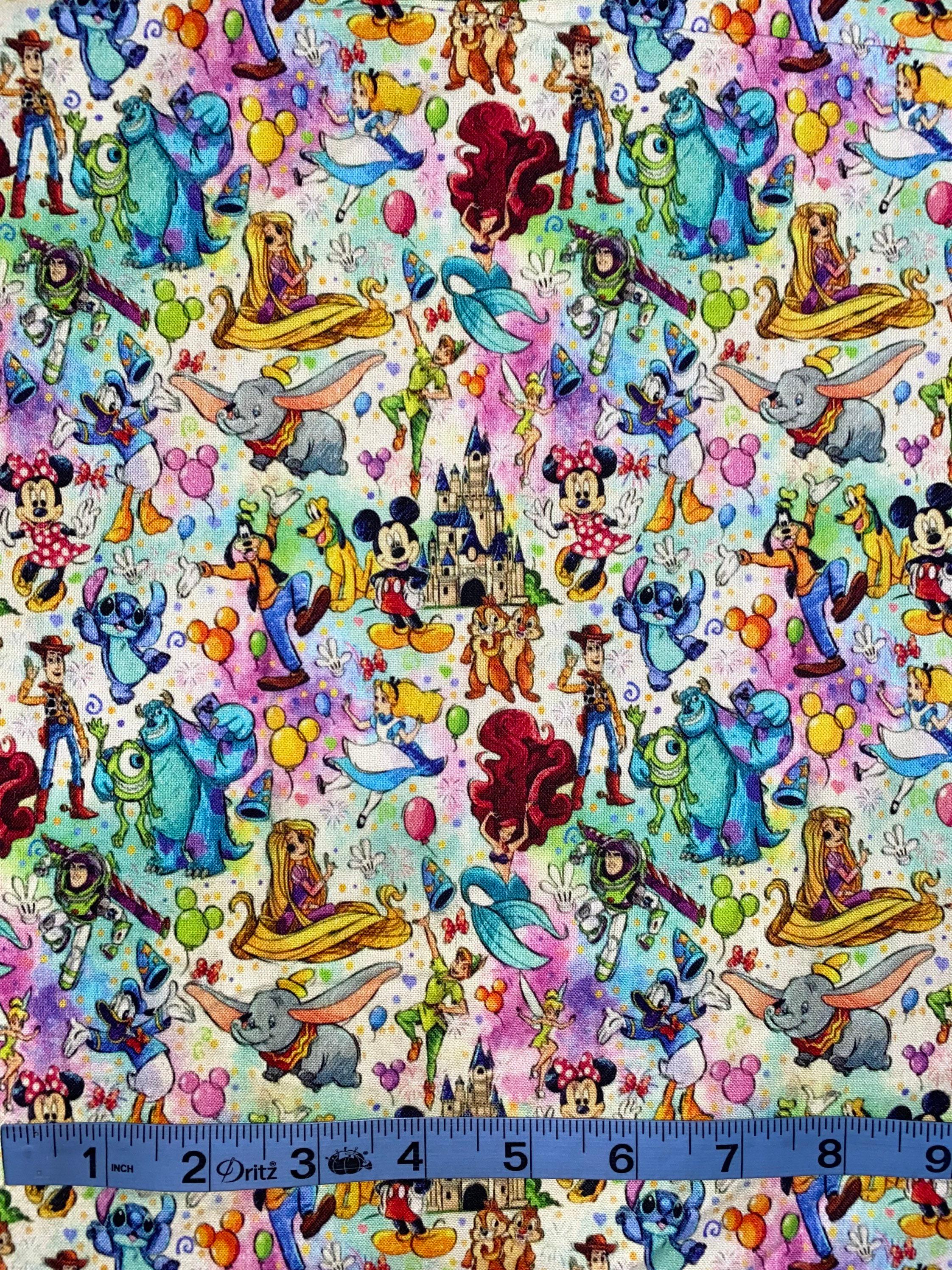 Disney Collage Fabric 100% Cotton Fabric by the Yard Princess Mickey ...