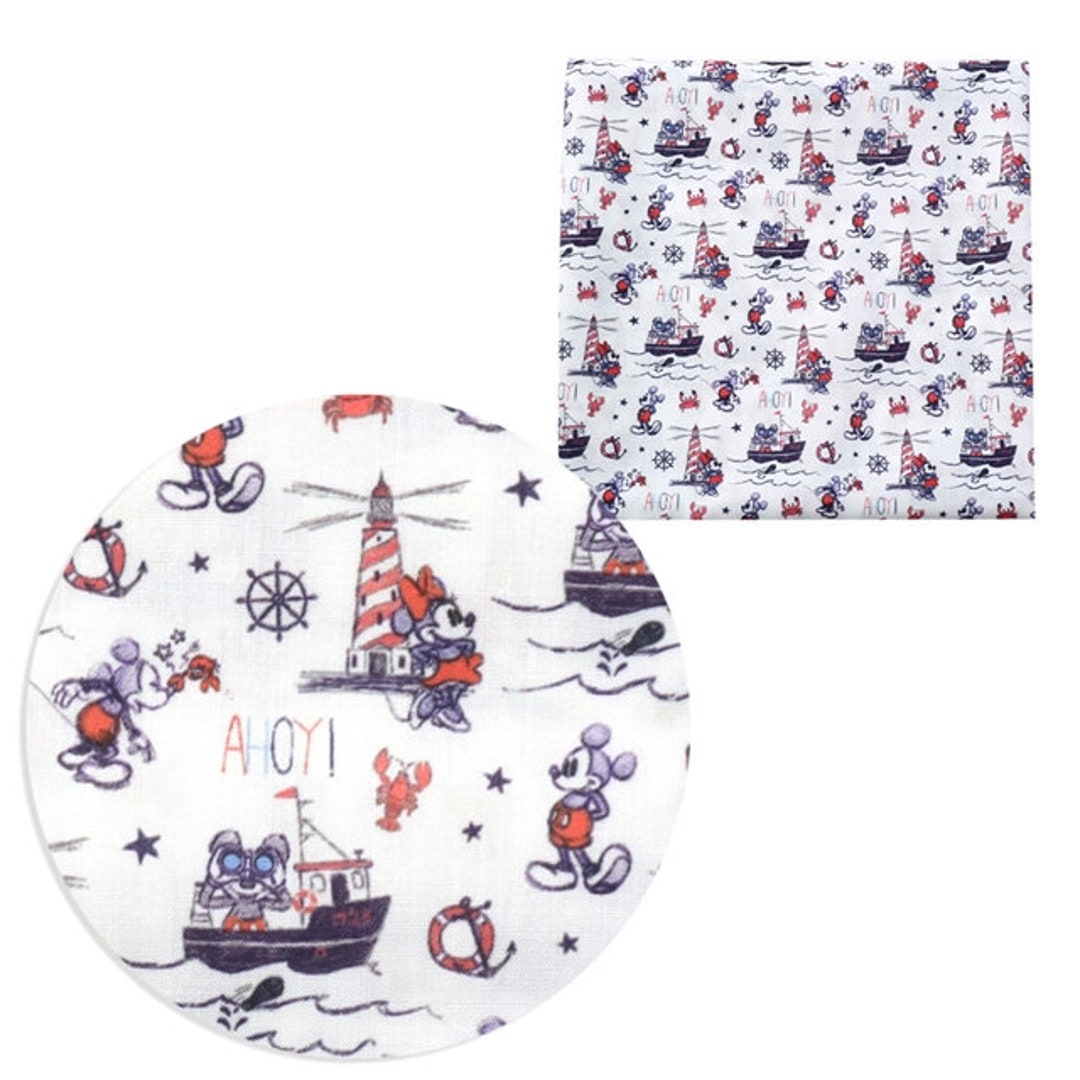 Disney Cruise Fabric 100% Cotton Fabric by the Yard Disney Ahoy Mickey ...
