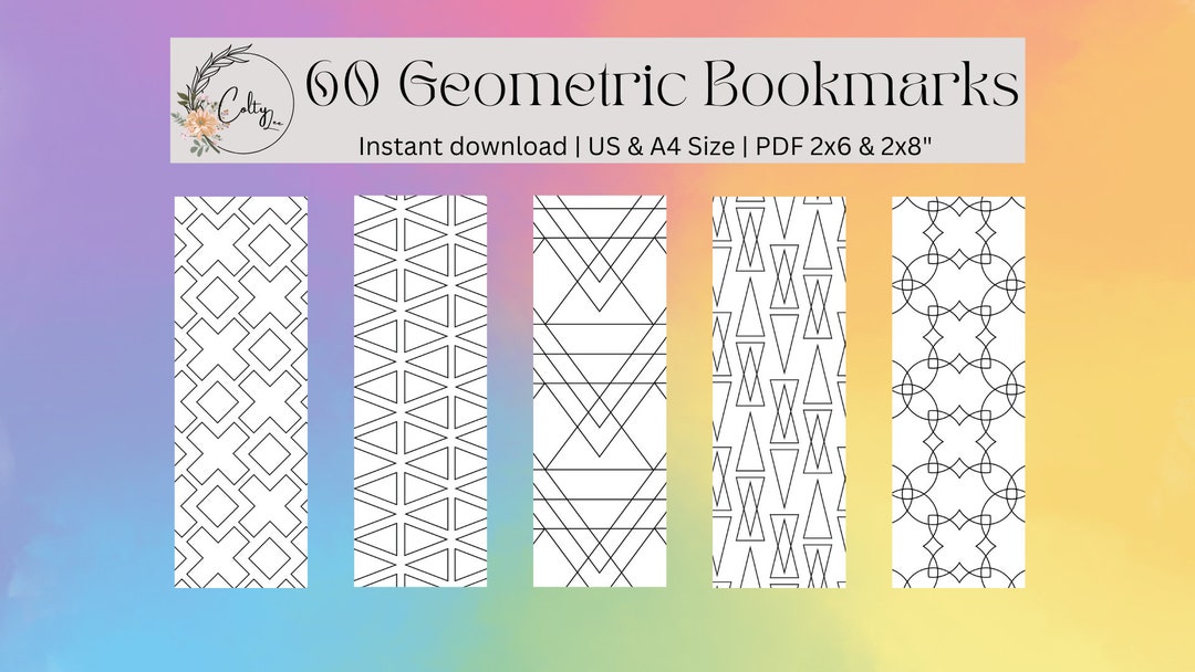 60 Geometric Bookmarks Coloring and Painting Crafts for - Etsy