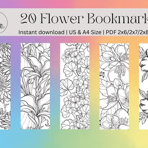 20 Printable Floral Coloring Bookmarks for Relaxation Art Activities ...