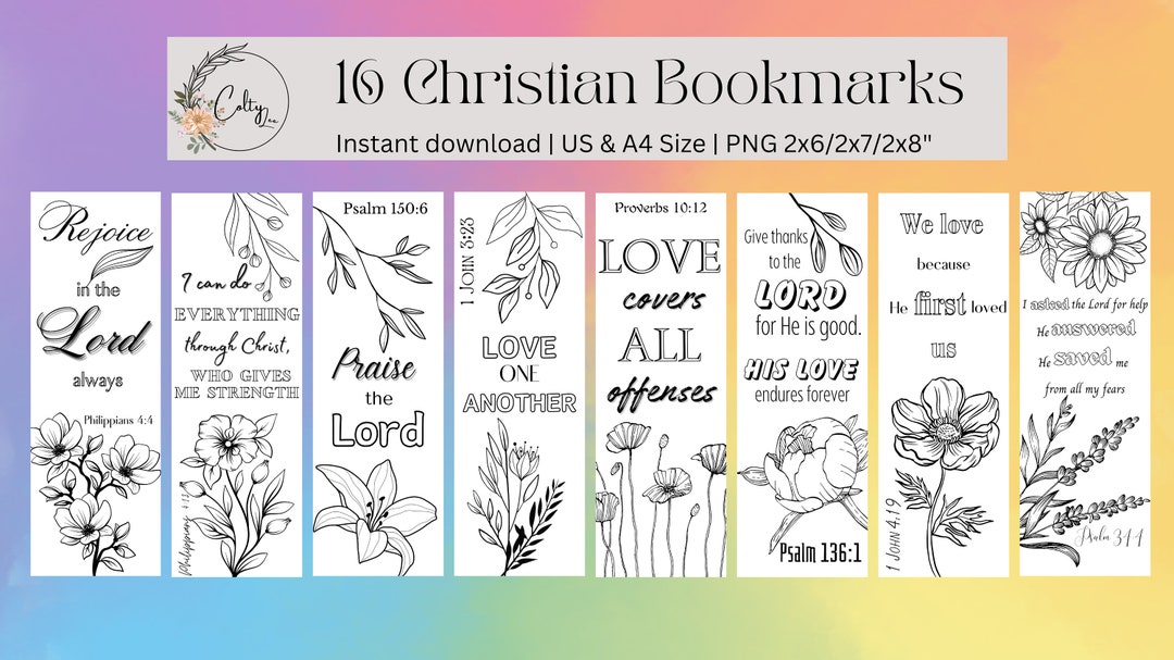 16 Printable Floral Christian Bookmarks, Flower Coloring Bookmarks ...