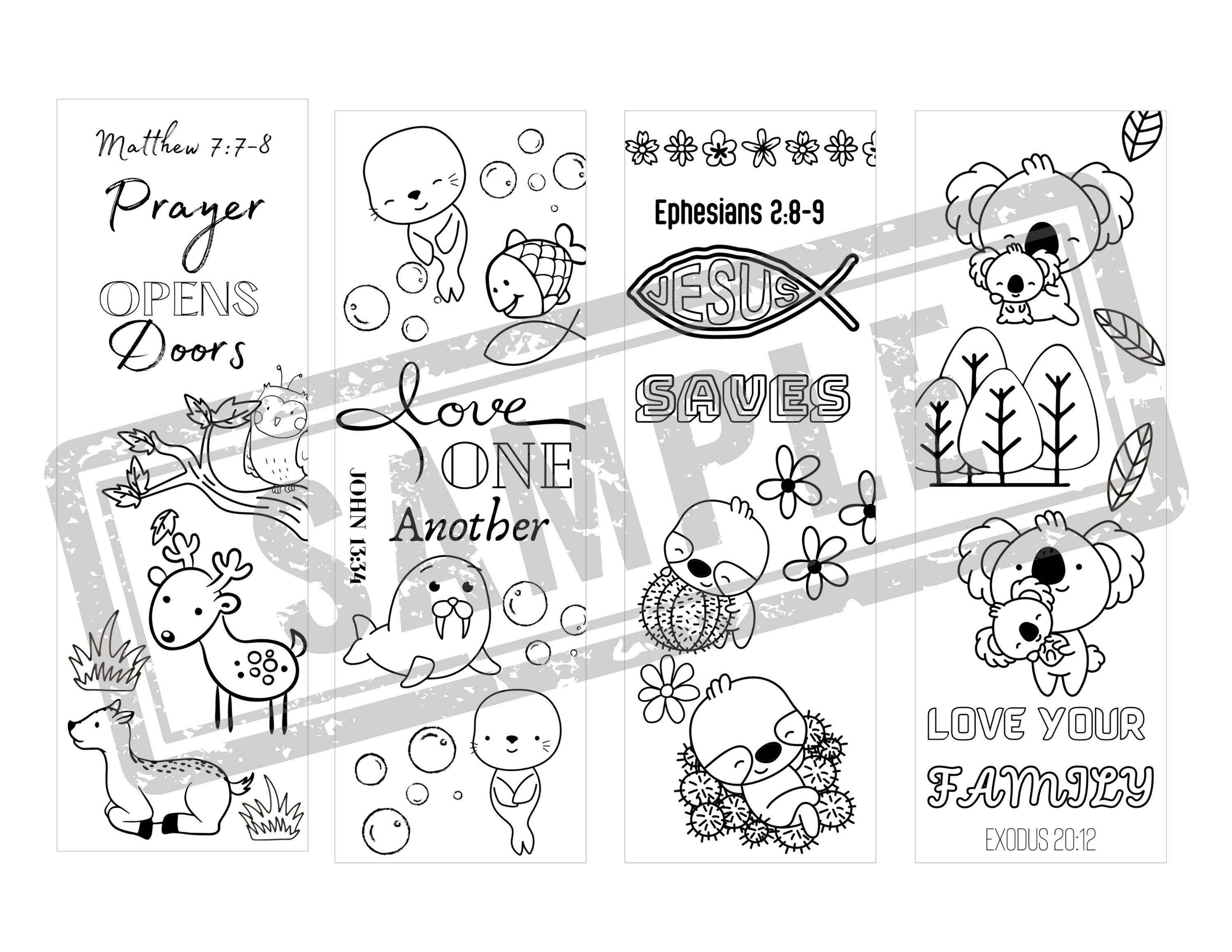 12 Children's Bible Verse Coloring Bookmarks 1.0 | Christian Bookmarks ...