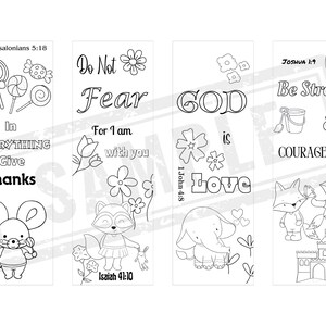12 Children's Bible Verse Coloring Bookmarks 2 Christian Bookmarks DIY ...