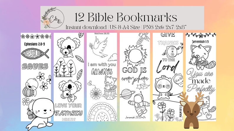 12 Children's Bible Verse Coloring Bookmarks 1.0 | Christian Bookmarks ...