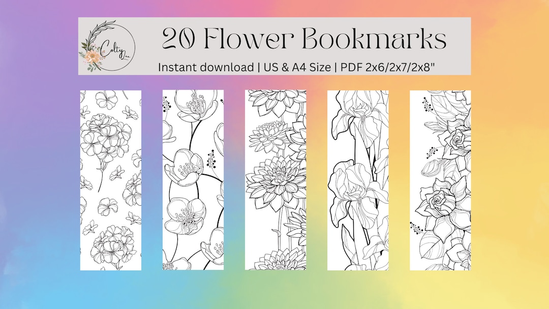 20 Printable Floral Coloring Bookmarks for Relaxation Art Activities ...