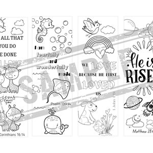 12 Children's Bible Verse Coloring Bookmarks 1.0 Christian Bookmarks ...