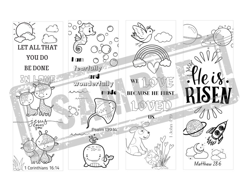 12 Children's Bible Verse Coloring Bookmarks 1.0 | Christian Bookmarks ...