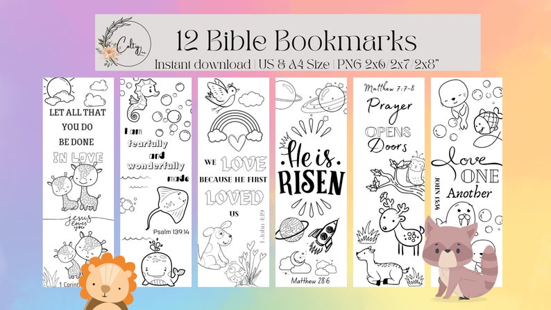 12 Children's Bible Verse Coloring Bookmarks 1.0 | Christian Bookmarks ...