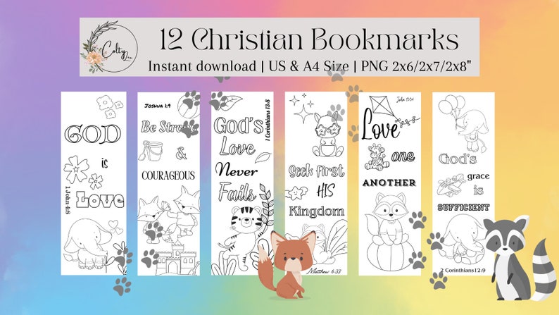 12 Children's Bible Verse Coloring Bookmarks 2 Christian Bookmarks DIY ...