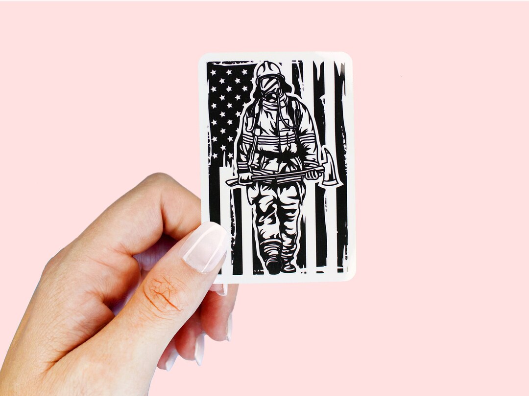 Fireman Flag Sticker Flag Sticker First Responder Sticker Fire ...