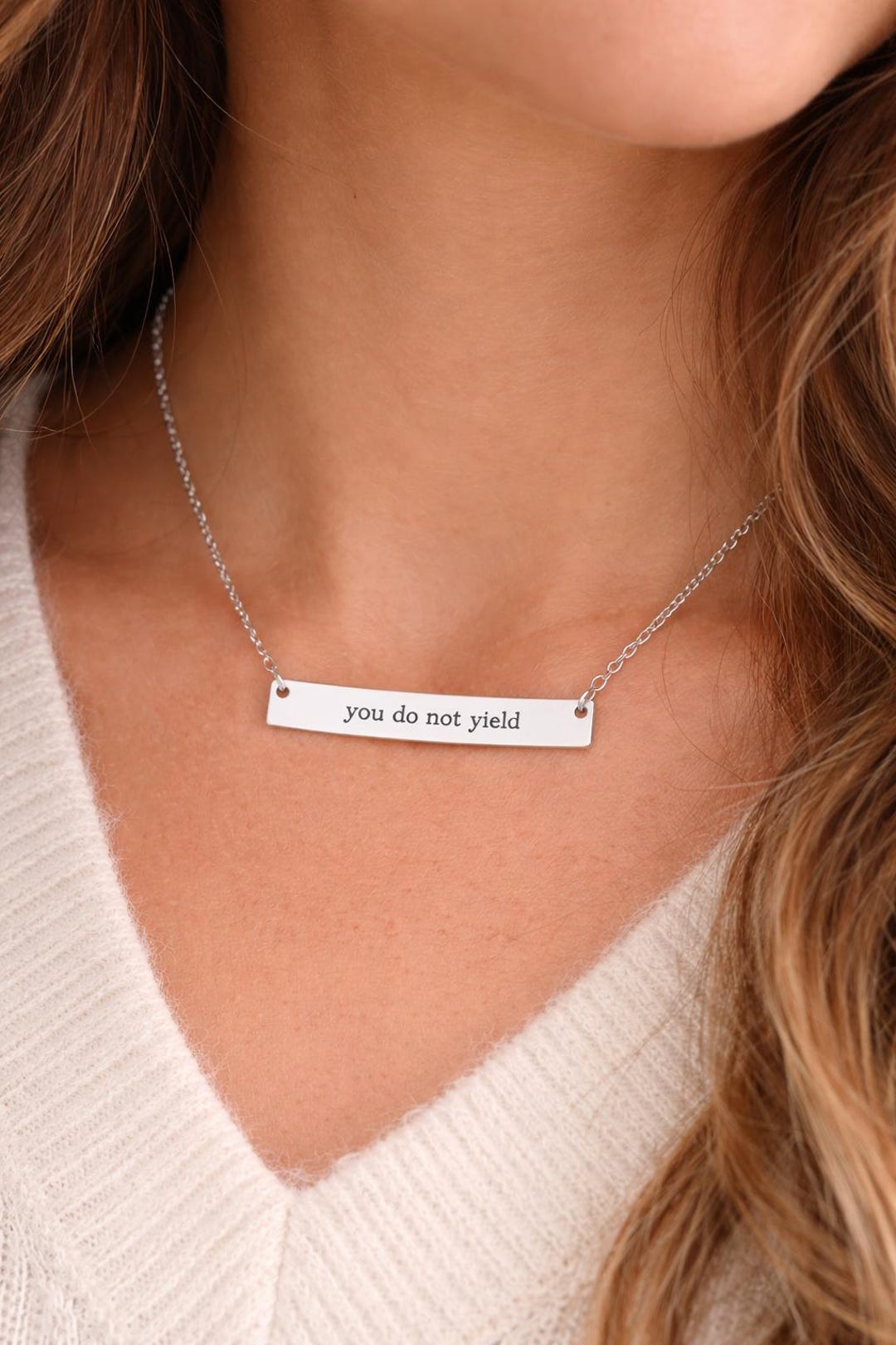 You Do Not Yield Bar Necklace | Stainless Steel Bookish Jewelry ...