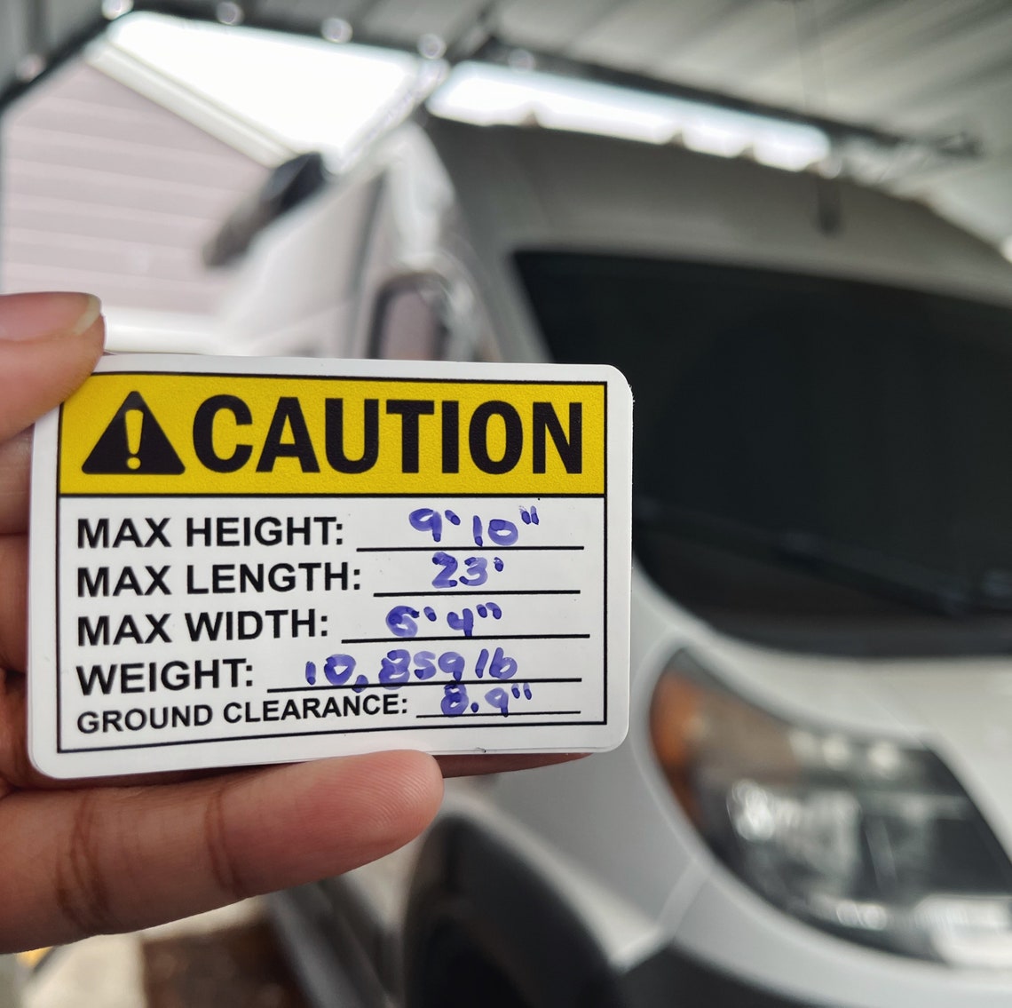 Car Max Height, Width, Length. Window Static Cling. Writeable ...