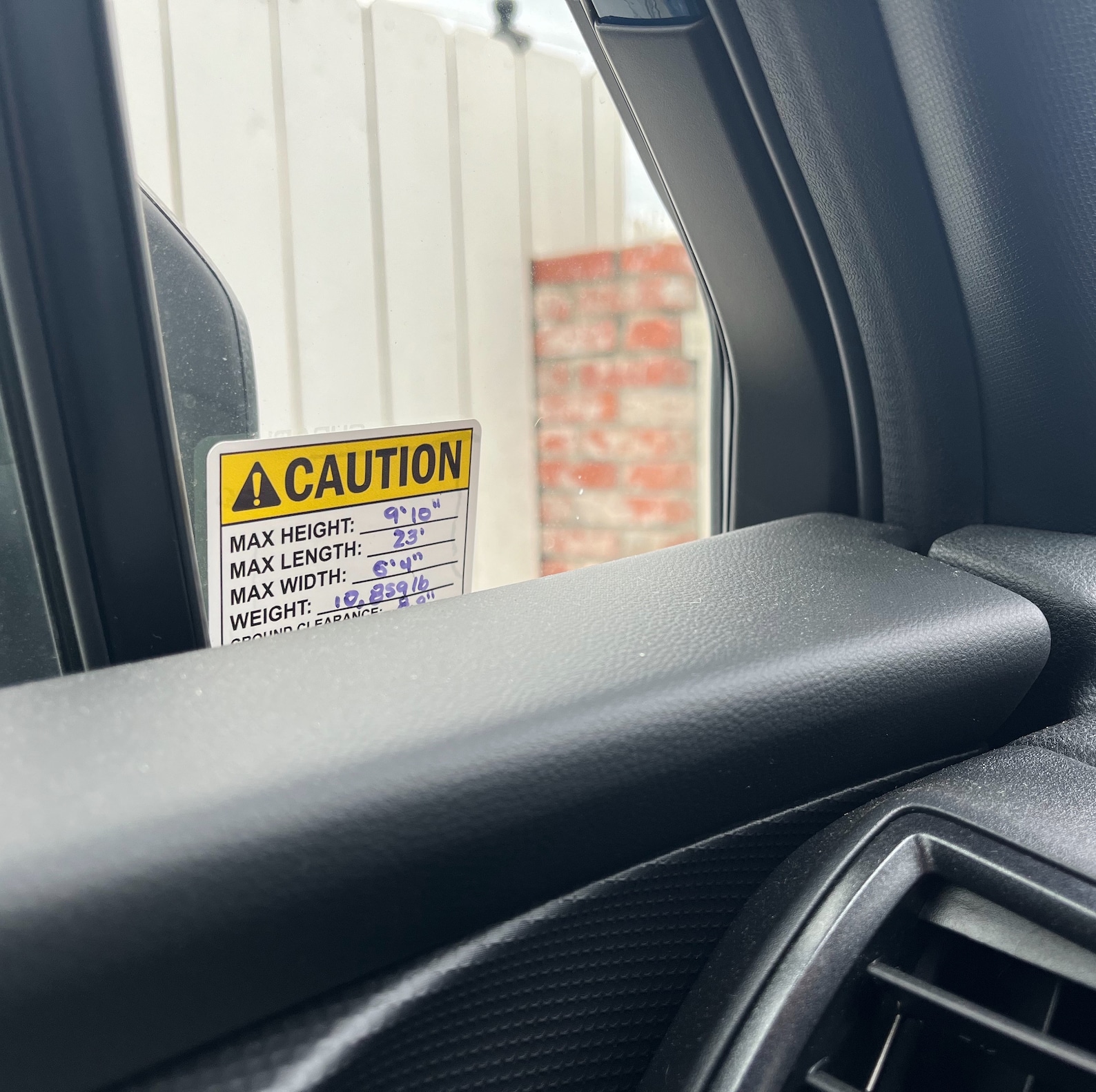 Car Max Height, Width, Length. Window Static Cling. Writeable ...