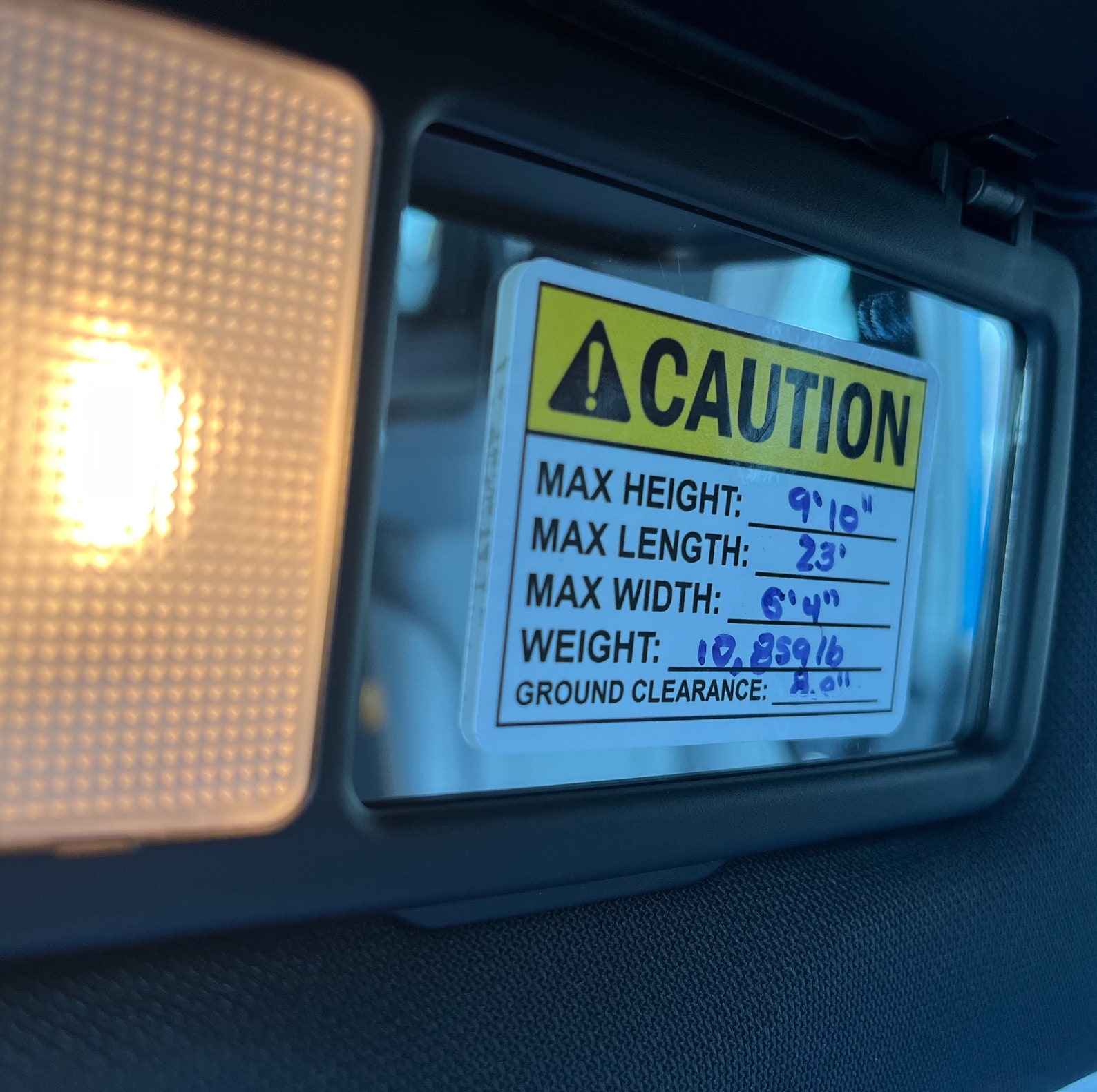 Car Max Height, Width, Length. Window Static Cling. Writeable ...