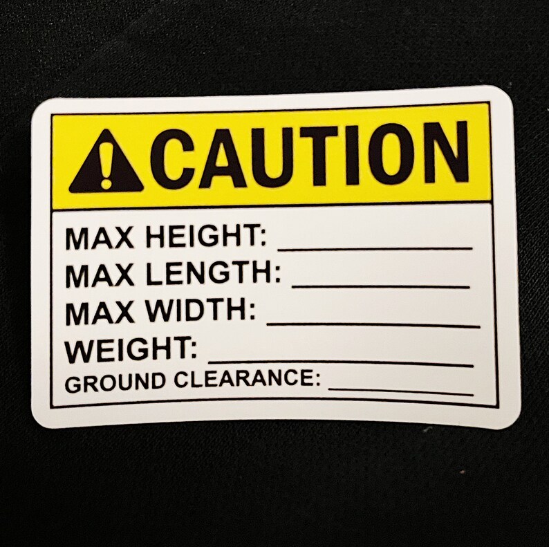 Car Max Height, Width, Length. Window Static Cling. Writeable ...